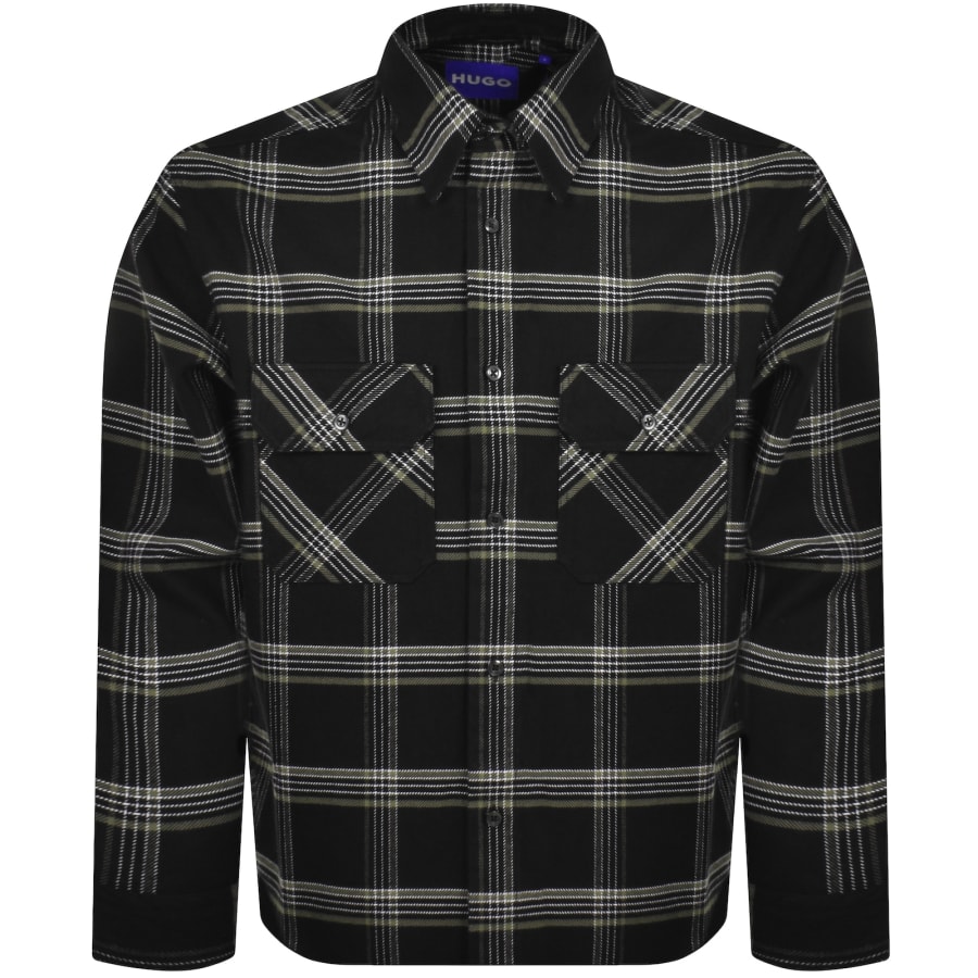 HUGO Blue Ebolt Oversized Overshirt Black | Mainline Menswear